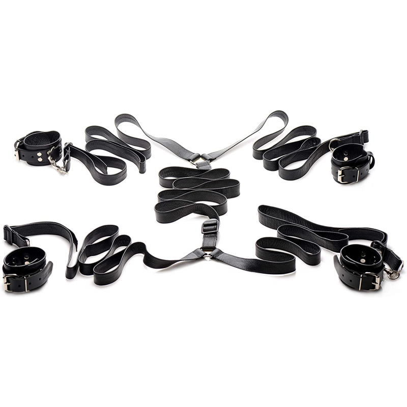 Strict Bed Restraint Kit: Luksus Læder Sæt for BDSM Elskere